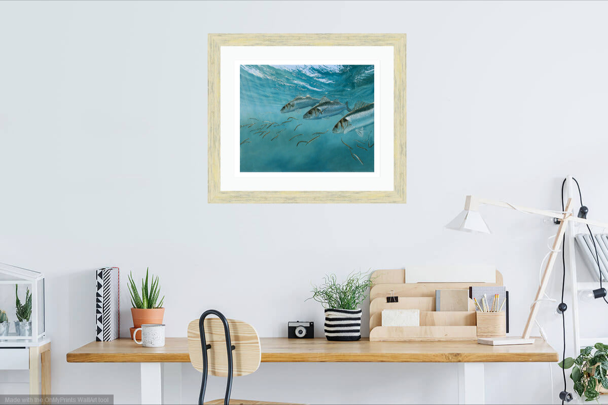 Bass and Sand Eels II | David Miller Art – David Miller Fish & Wildlife Art